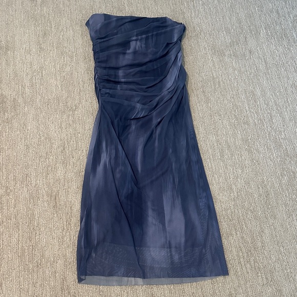 Zara | Dresses | Zara Midnight Blue Strapless Dress | Poshmark